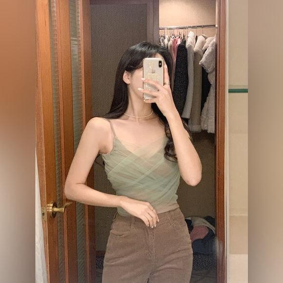 Codibook | Tops | New Codibook Khaki Seethrough Volume Bra Sleeveless Top | Poshmark
